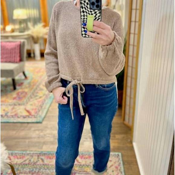 APRICOT | Sweaters | New Apricot Womens Knit Tie Front Sweater In Mocha ...